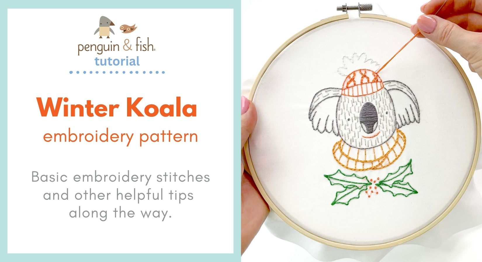 Winter Koala Embroidery Pattern - stitching tips and tricks