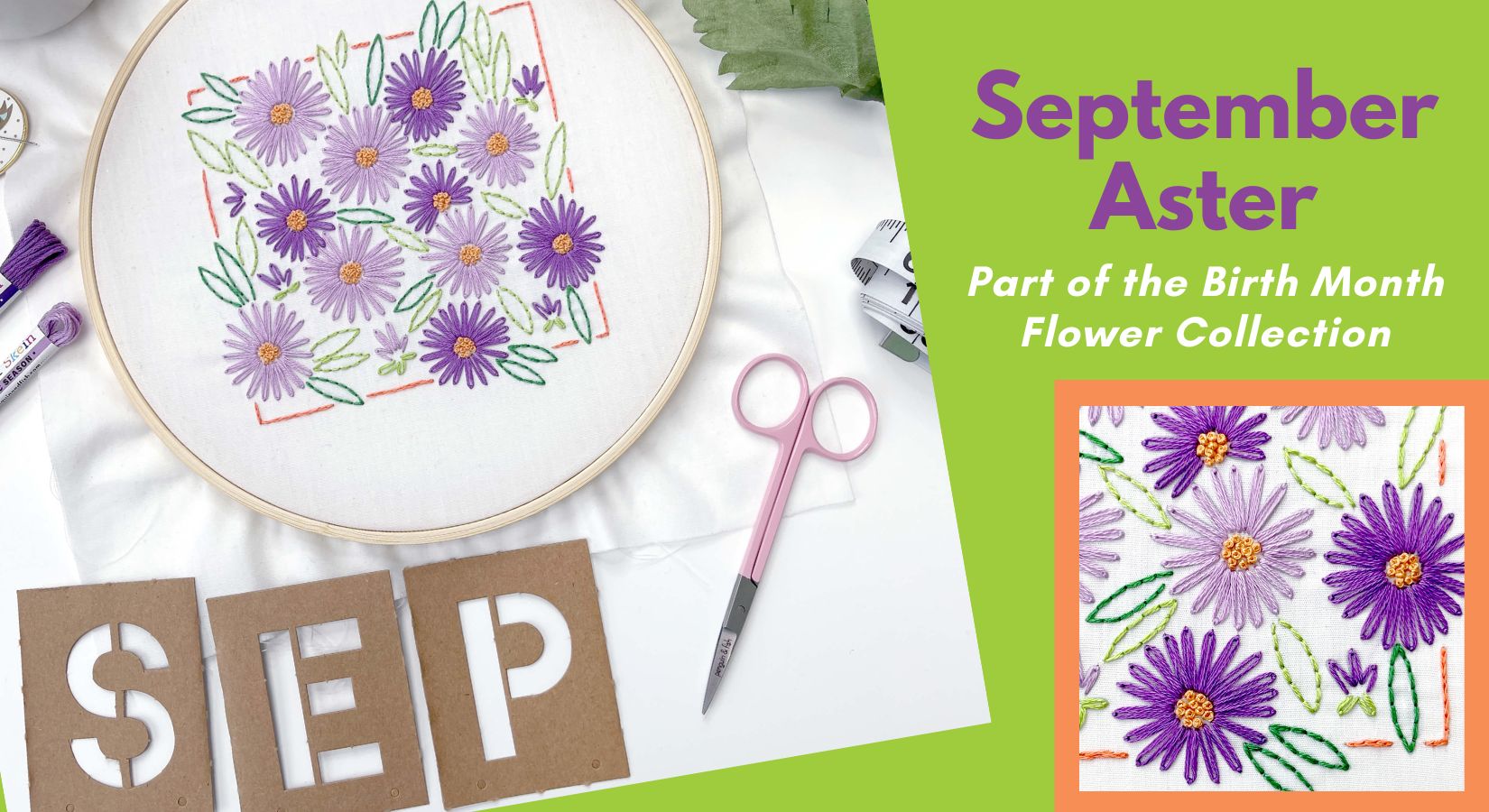 September Aster Embroidery Pattern