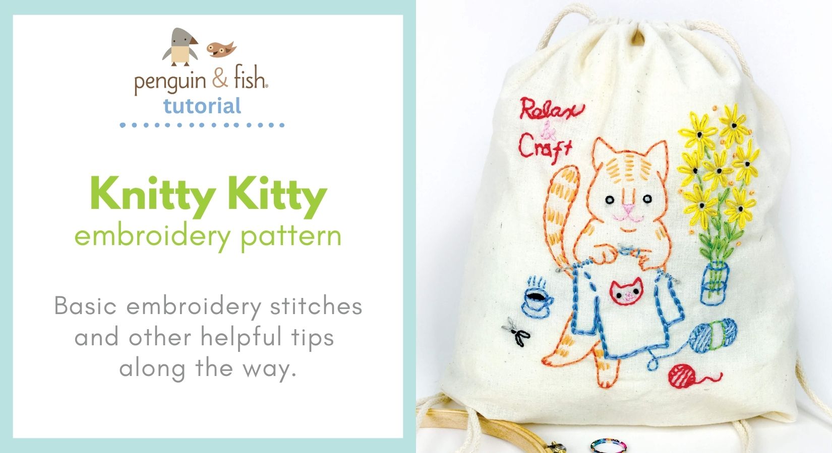 Knitty Kitty Embroidery Pattern - stitching tips and tricks