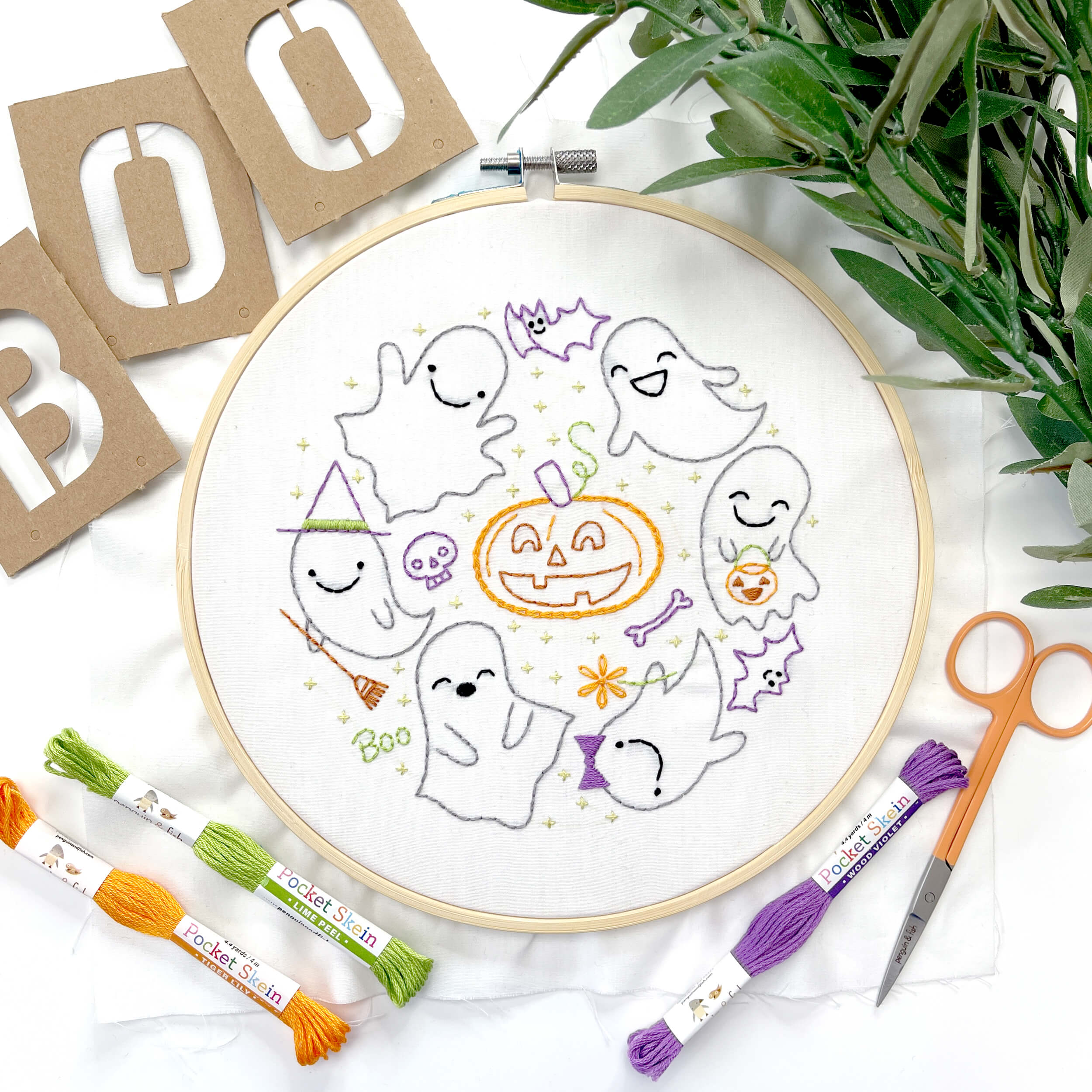 Ghost Friends embroidery kit