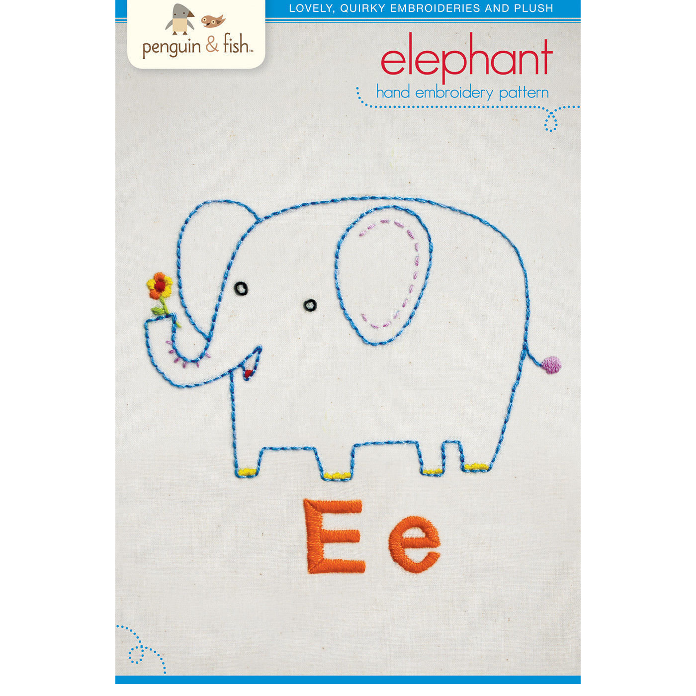 Ee Elephant embroidery pattern - iron-on