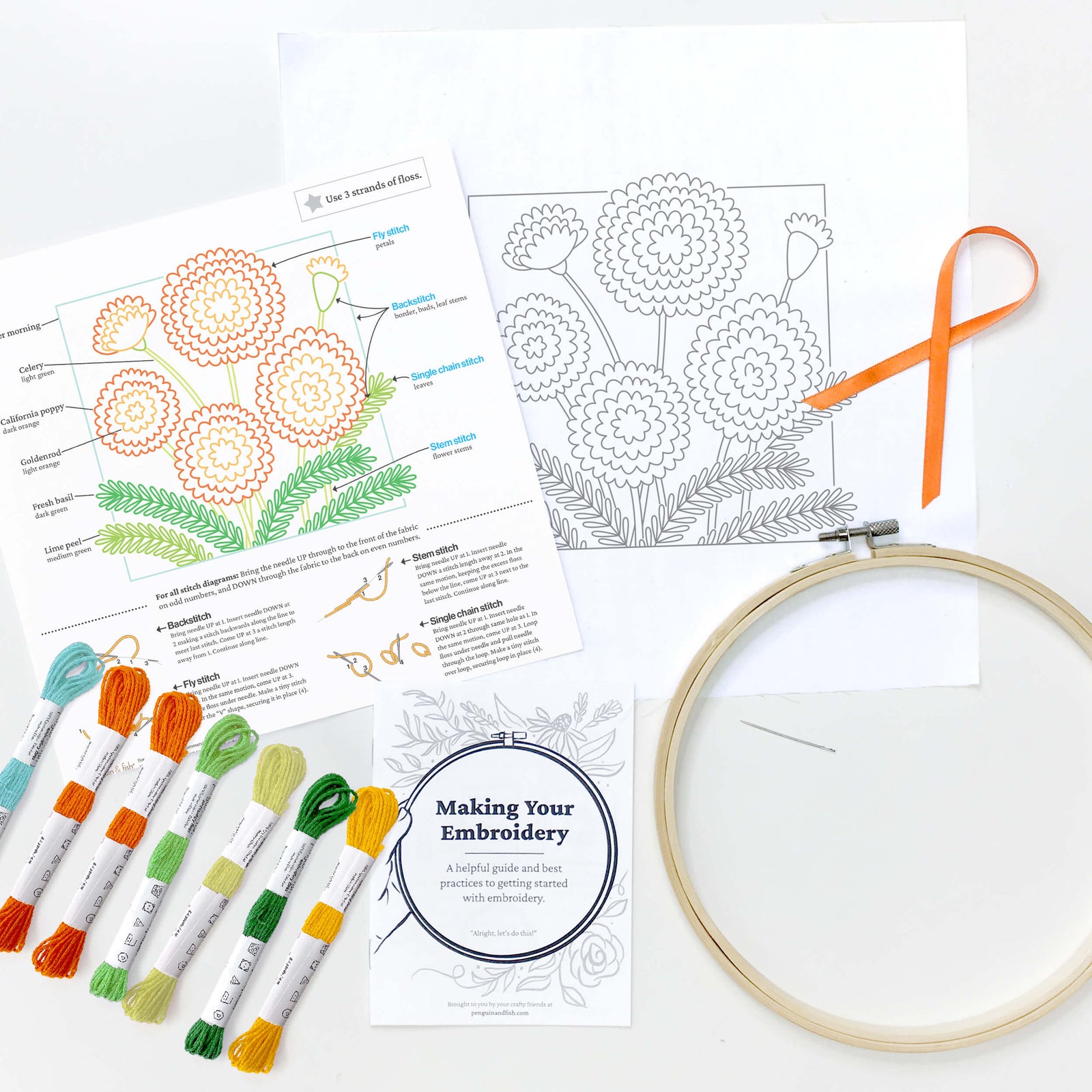 October Marigold embroidery kit