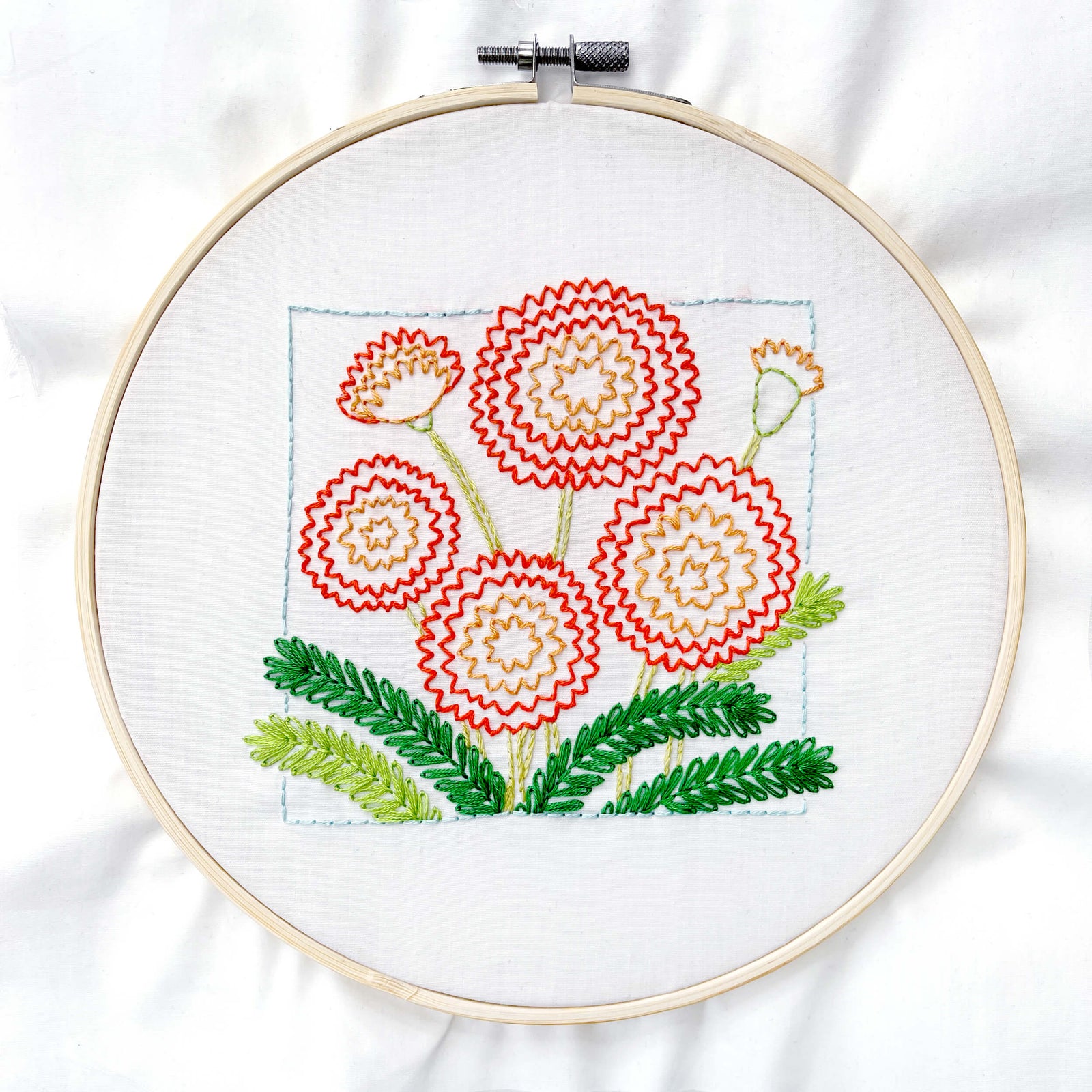 October Marigold embroidery kit
