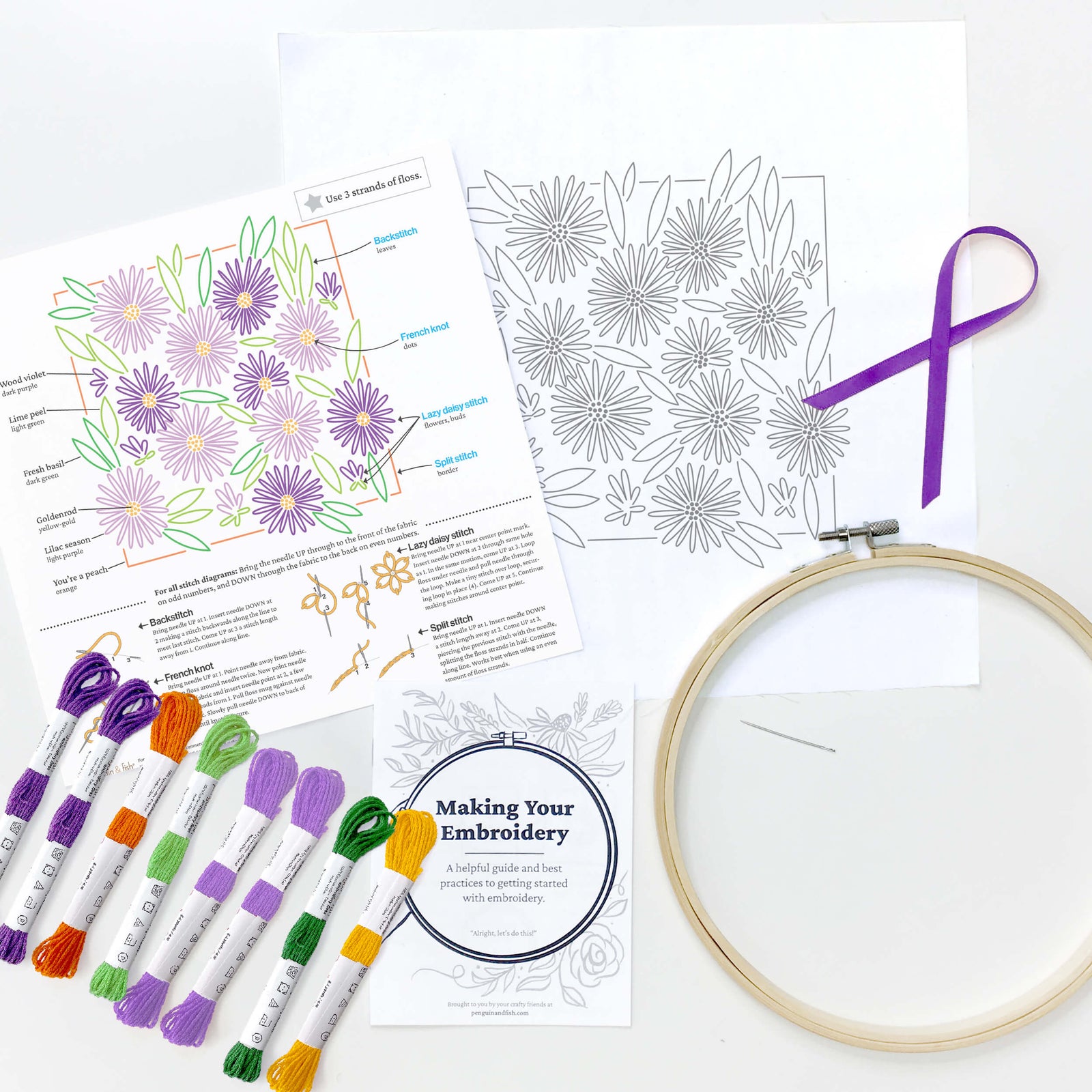 September Aster embroidery kit