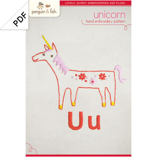 Uu Unicorn embroidery pattern - PDF