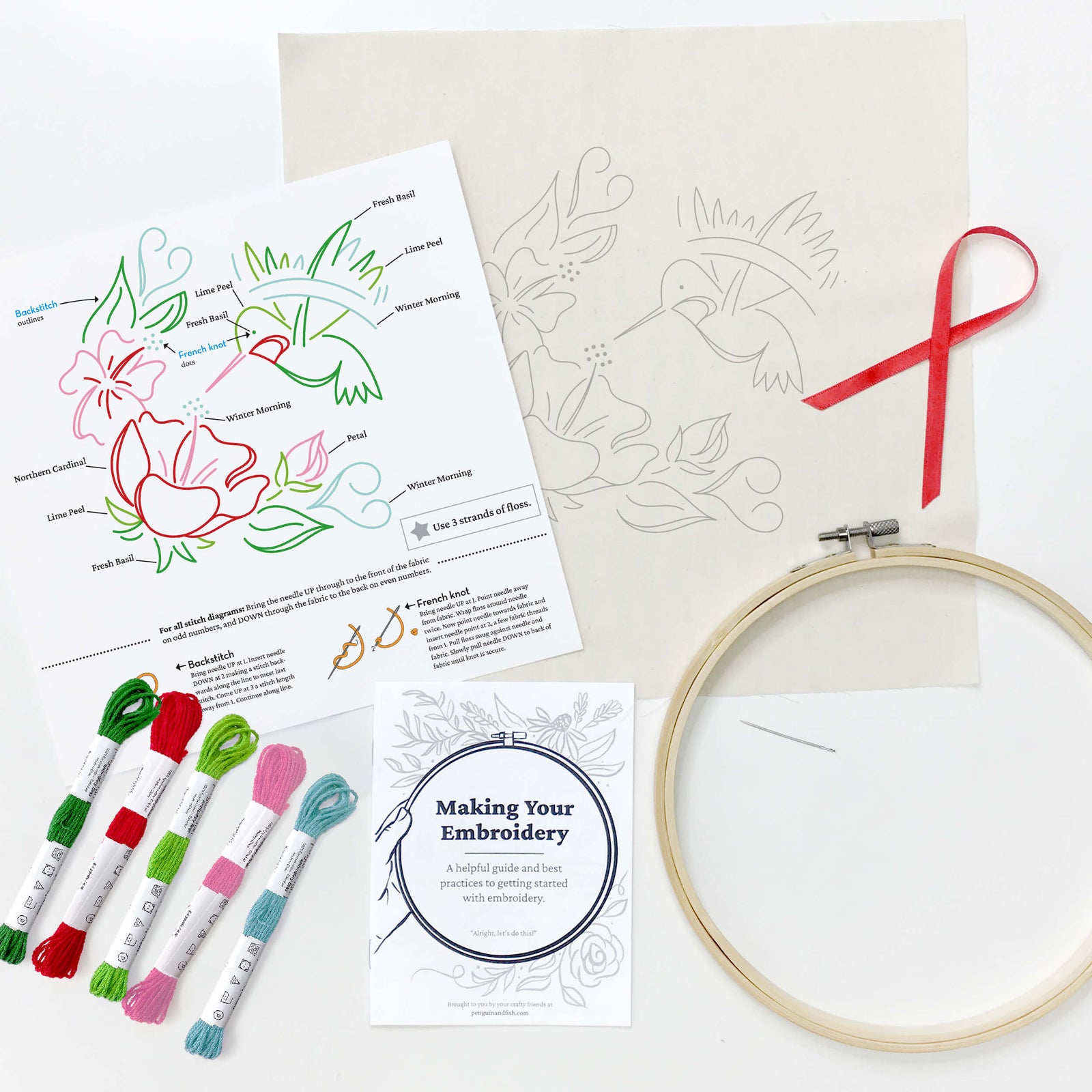 Hummingbird embroidery kit