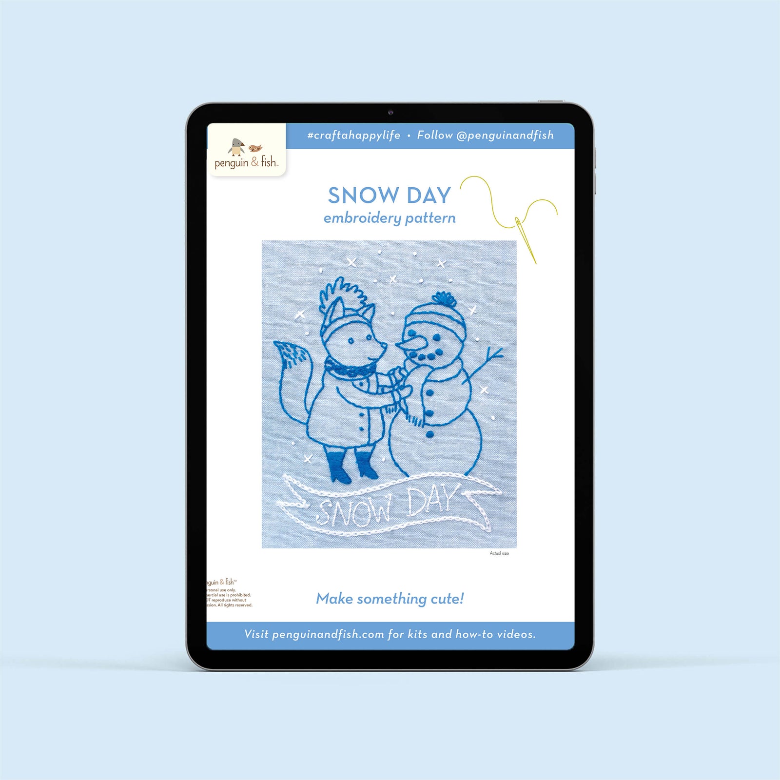 Snow Day embroidery pattern - PDF - Freebie